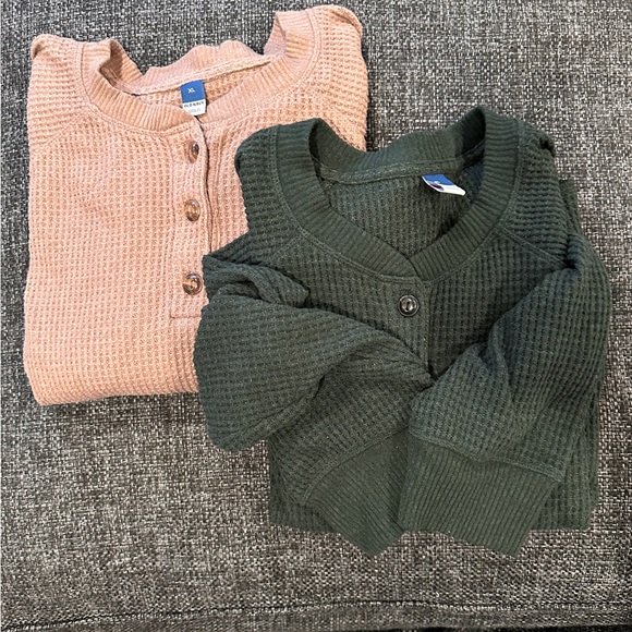 Old Navy | Tops | Old Navy Brown Waffle Knit Henley Set Of Two | Poshmark